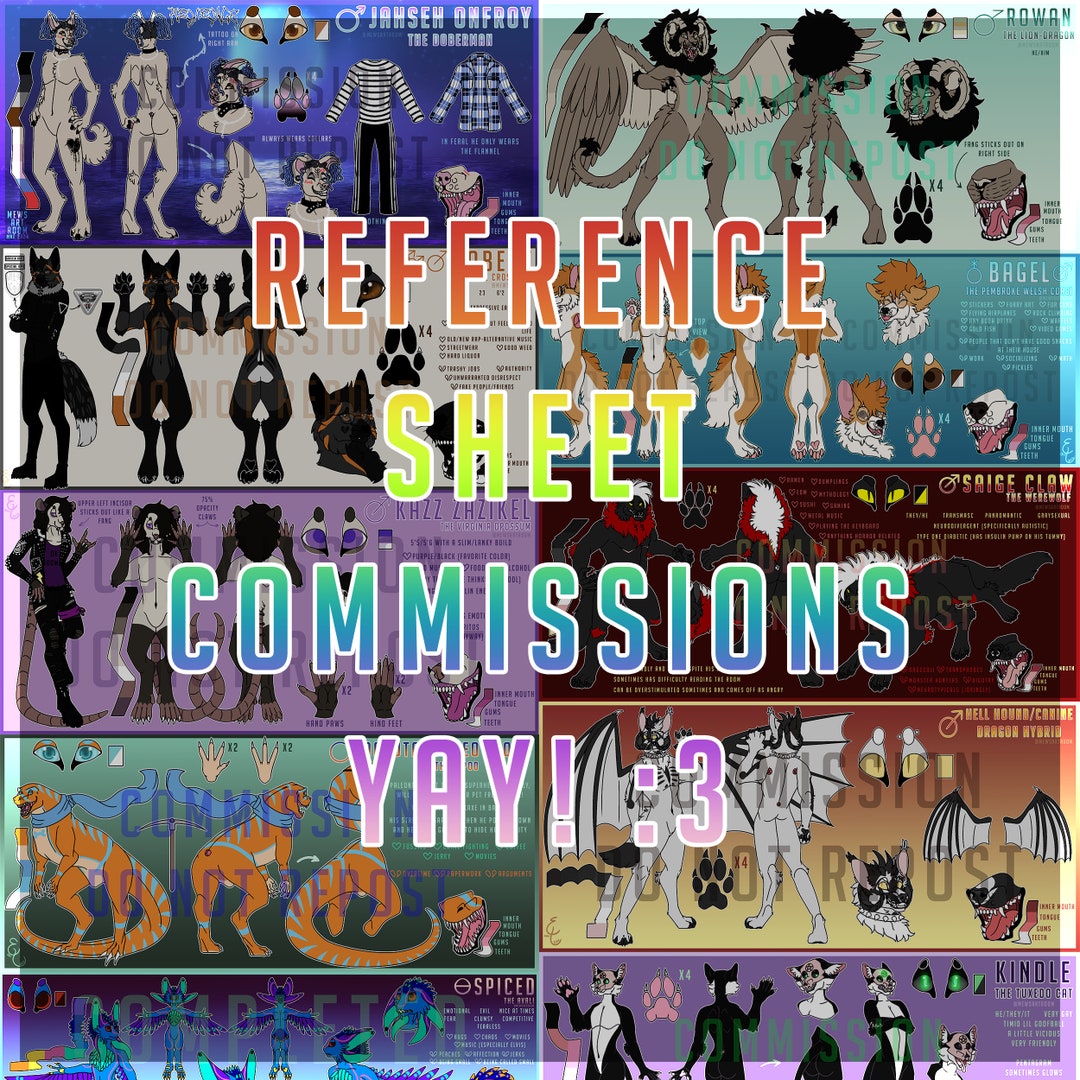 Reference Sheet Commissions [digital Animal OC | Furry | Fursona] (read Description) - Etsy