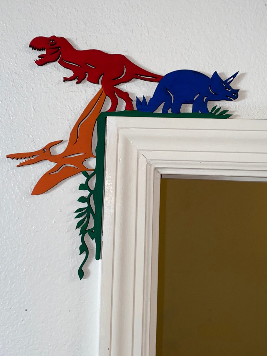 Door Decor - Wooden Frame, Dinosaurs, - Etsy