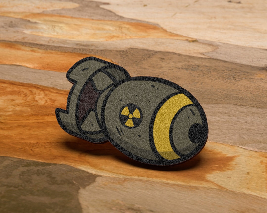 Atomic Bomb Pin Wooden Badge Handmade Accessory 1 Gift Pin for Backpack ...