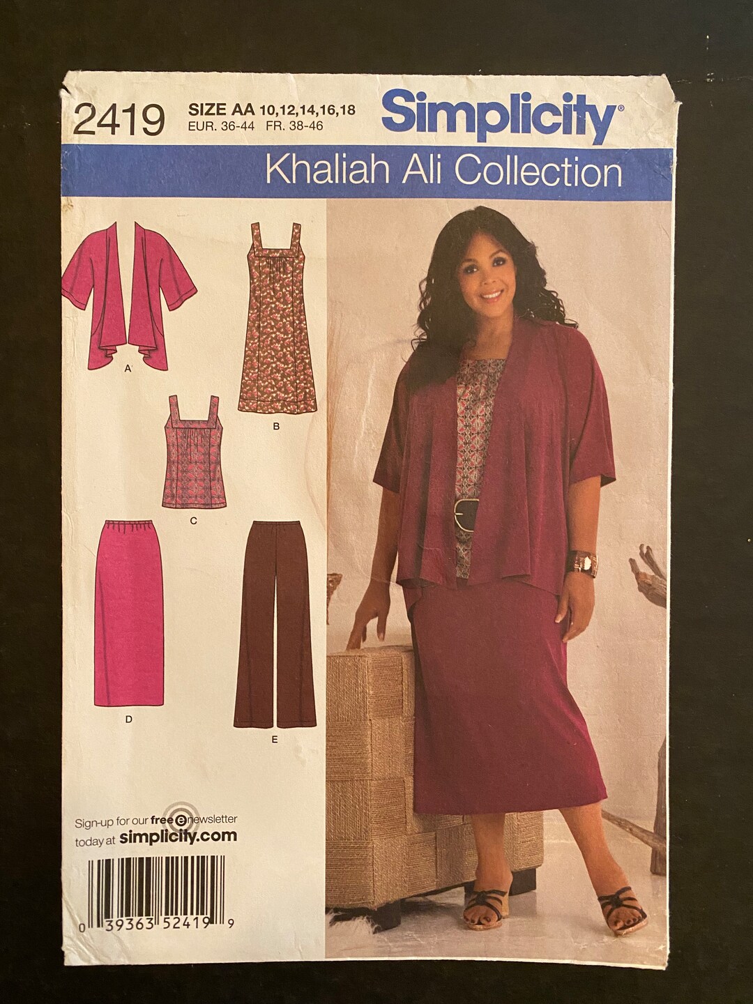 Simplicity 2419 Size 10-18 Khaliah Ali Collection Darling Comfortable ...