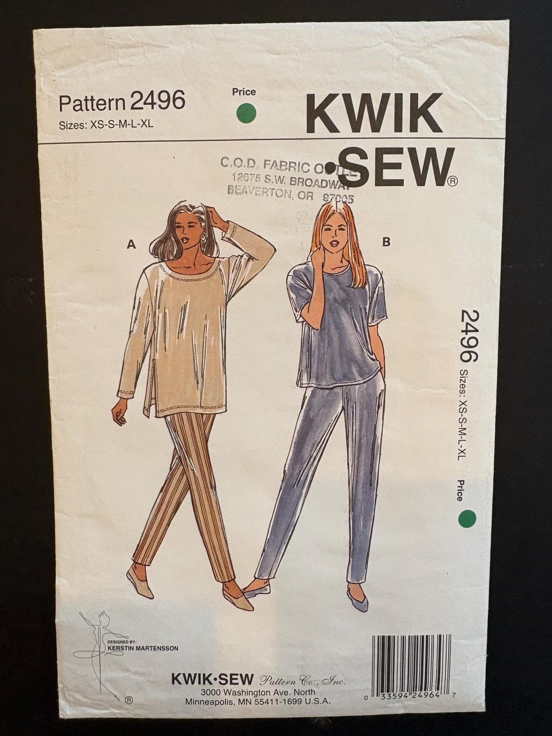 Kwik Sew 2496 Uncut and in New Condition Size XS-S-M-L-XL Matching Set ...