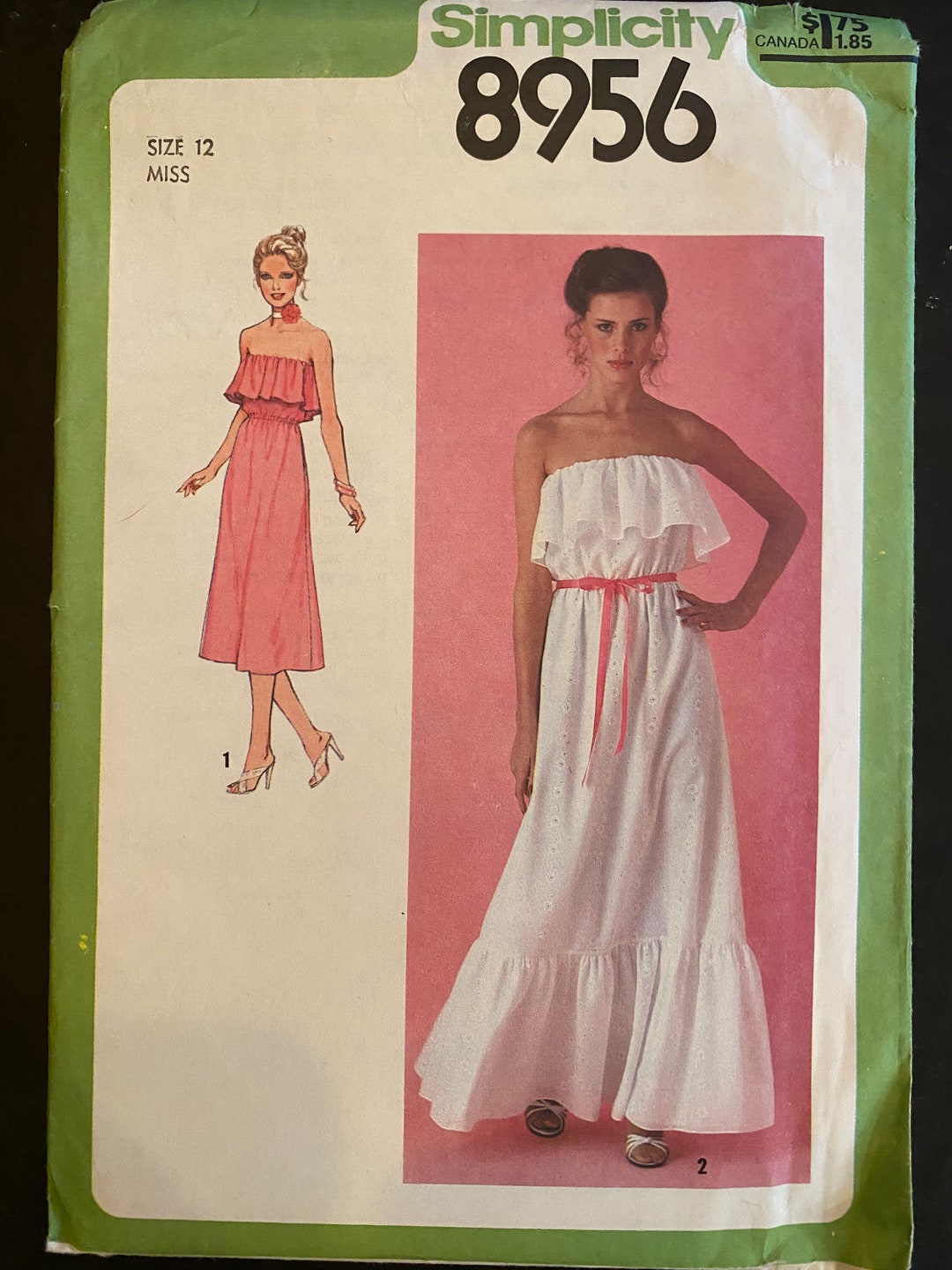 Simplicity 8956 Vintage Strapless Dress Pattern, Size 12 (uncut) - Etsy