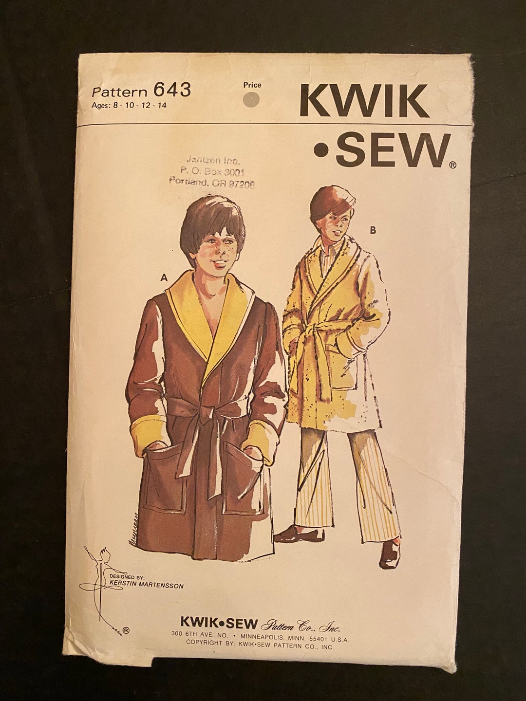 Kwik Sew 643 Size 8-10-12-14 Boys Robe Pattern Uncut and in Brand New ...