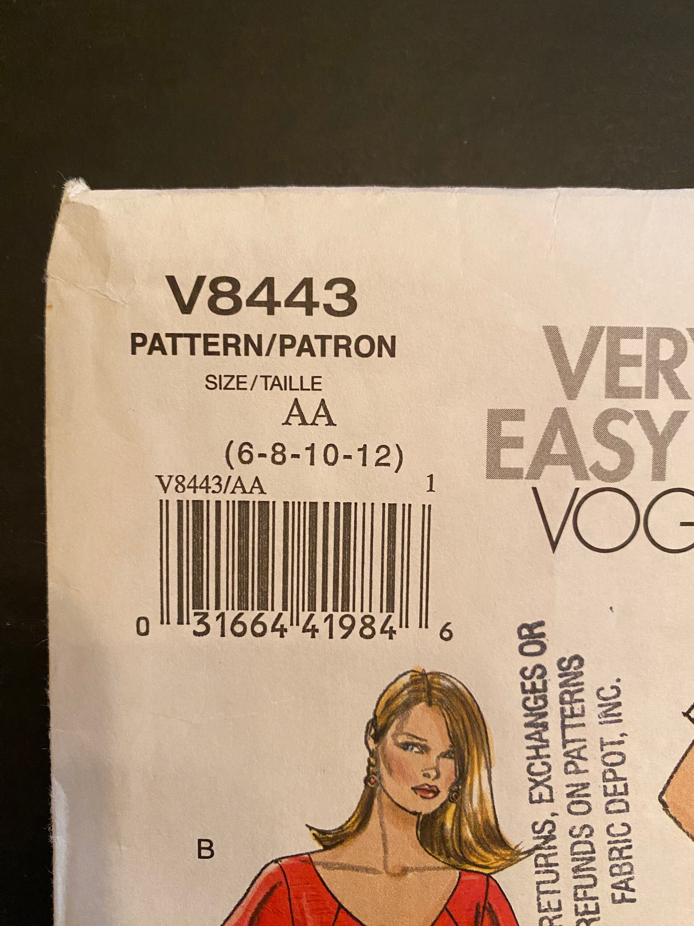 Vogue 8443 Carefully Cut and Complete Size 12 Dress Pattern With Two ...