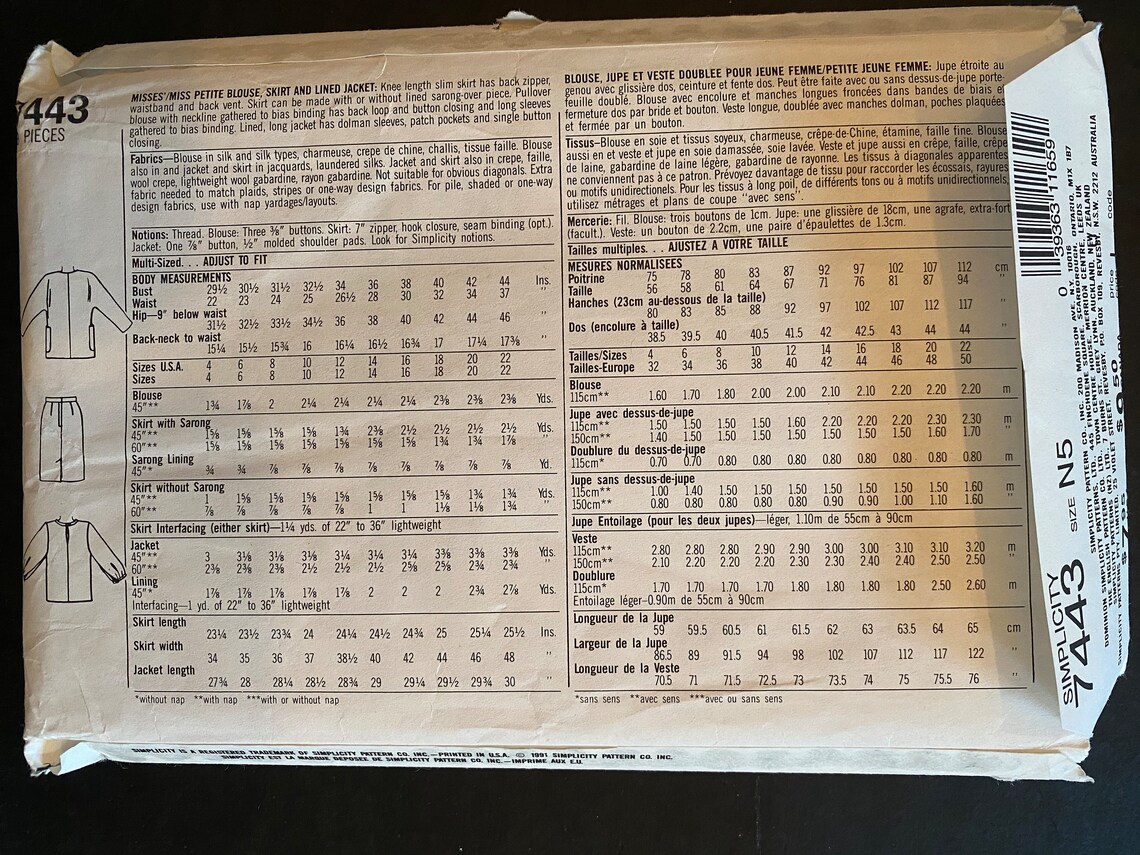 Simplicity 7443 Size (10-18) Uncut and in Brand New Condition - Etsy