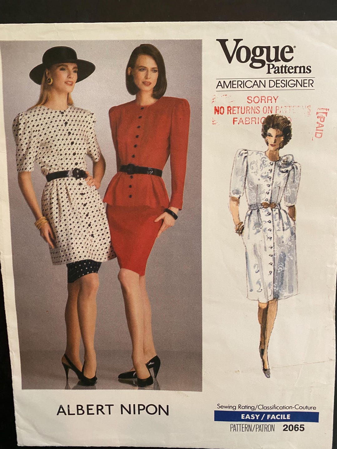 Vogue 2065 Albert Nipon Sewing Pattern: Size 16, Designer Dress - Etsy