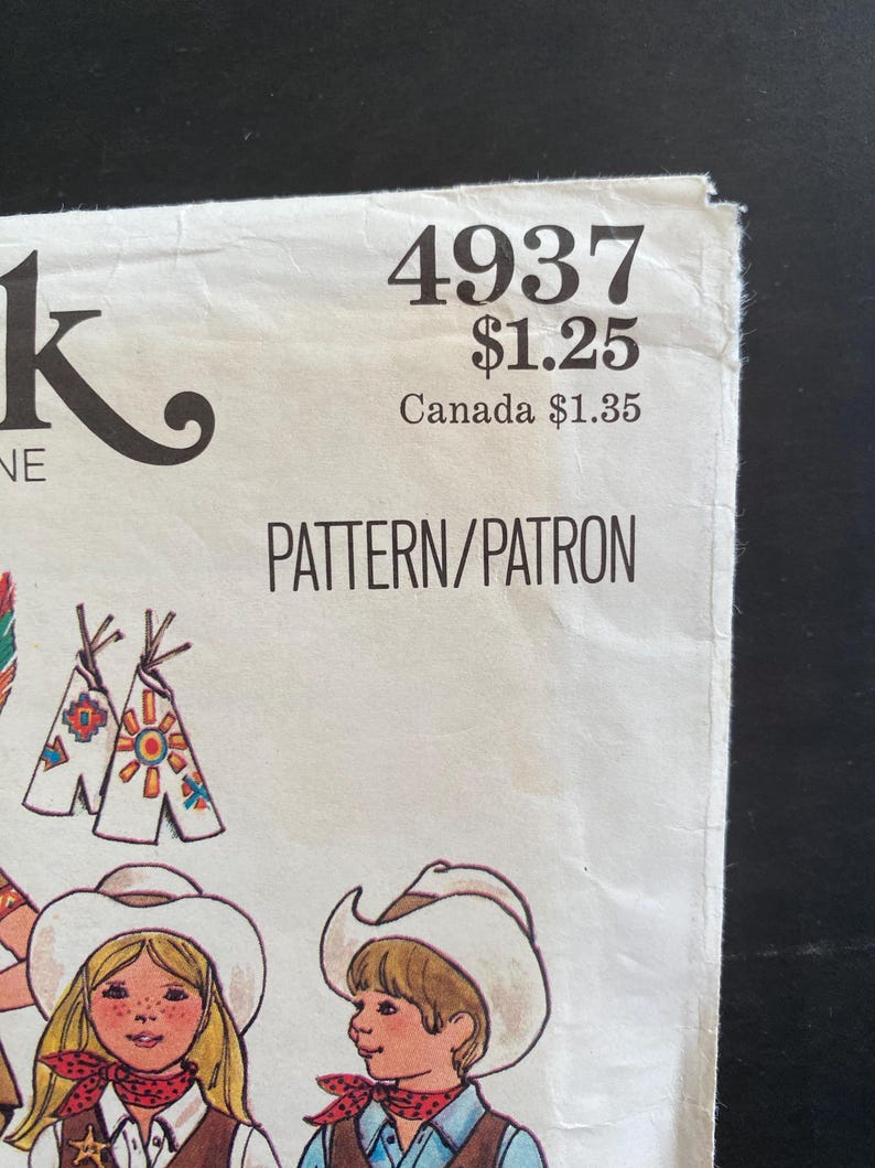 Butterick 4937 Vintage Cowgirl and Cowboy Costume Carefully Cut and ...