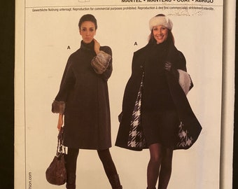 Burda 6462 Sewing Patterns for Womens Fur Collar Coat, Thigh or Calf ...