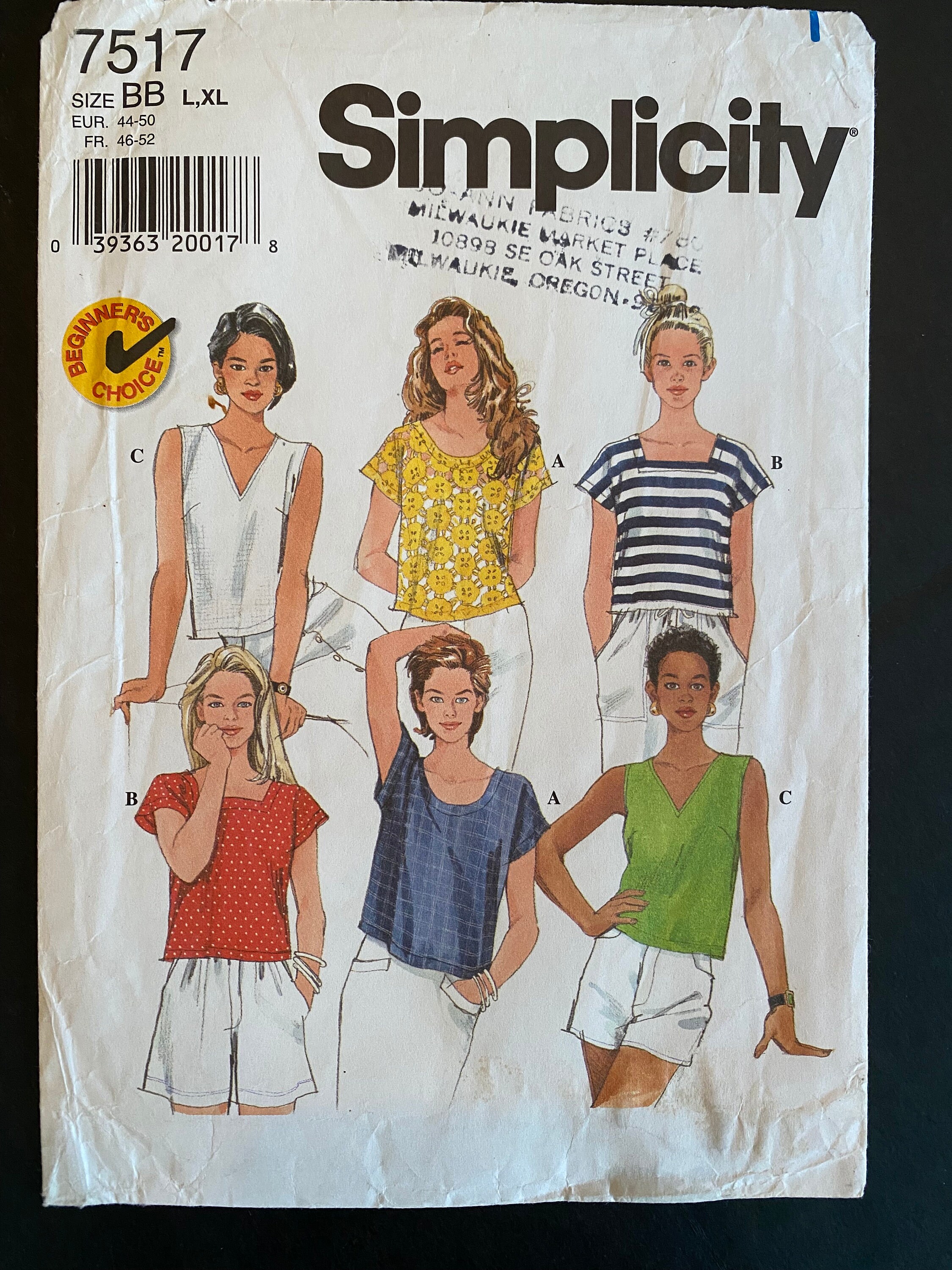 Simplicity 7517 Uncut and in Brand New Condition Size L-XL Basic Woven ...