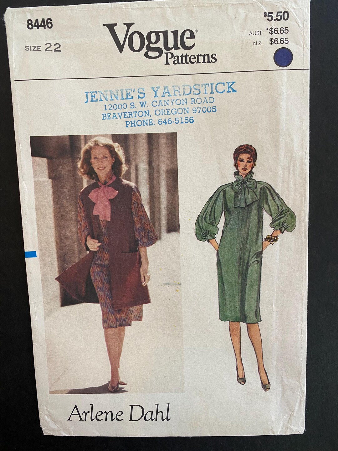 Vogue 8446 Sewing Pattern: Arlene Dahl Design, Plus Size 22, Uncut - Etsy