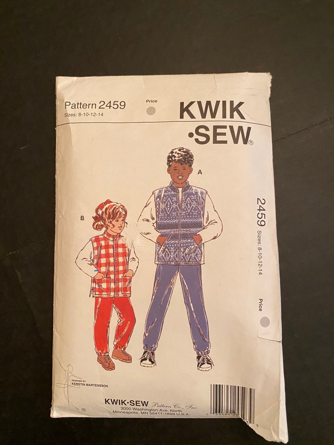 Kwik Sew 2459 Child Pattern for Vest and Pants Size 8-10-12-14 This Has ...