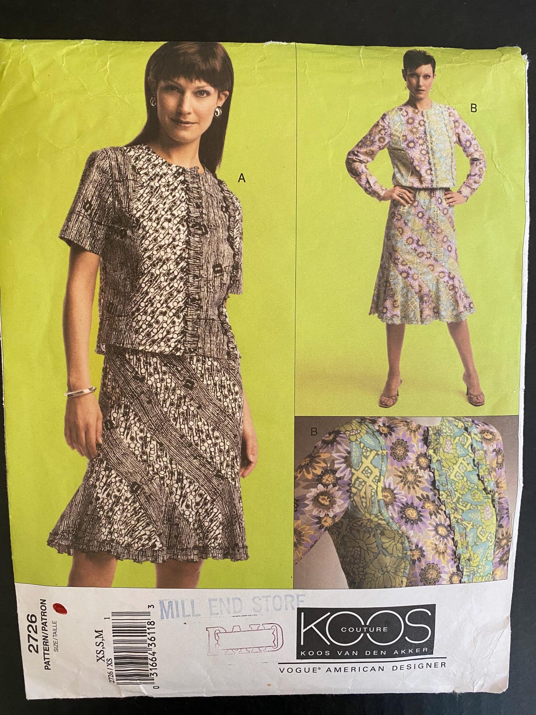 Vogue 2726 American Designer Koos Van Den Akker. Size Xs-s-m Uncut and ...