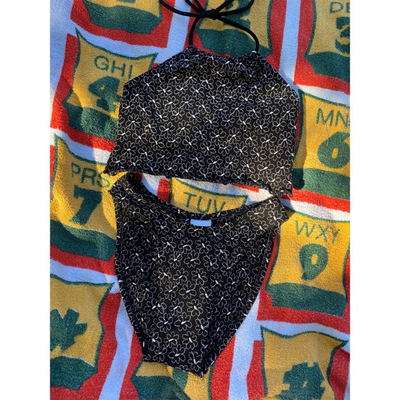 Vintage French High Cut Halter Bikini With Embroidered Floral - Etsy
