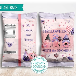 Halloween Chip Bag Labels, Spooky Favor Treat Bags, Editable With Canva ...
