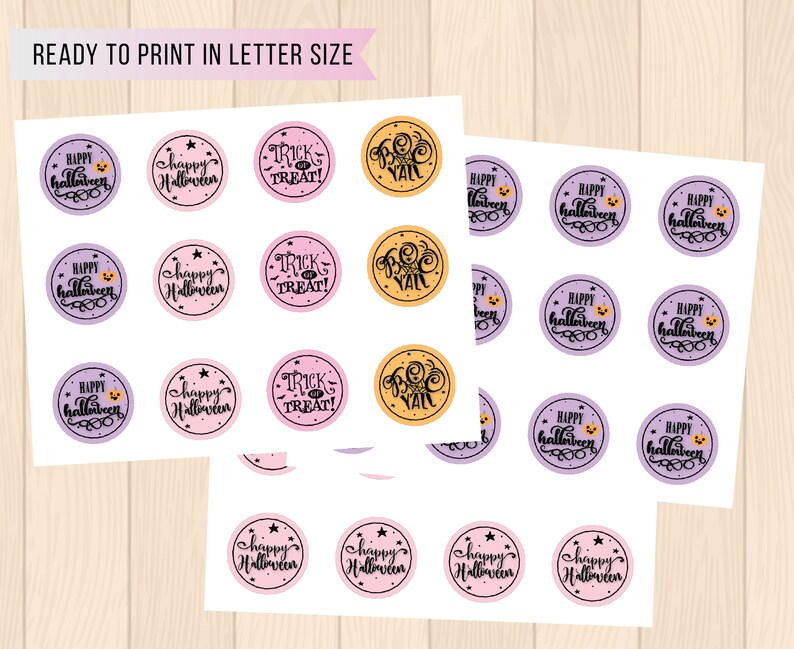 Pink Halloween Cupcake Toppers Printable Pink Halloween Cupcake Wrapper ...