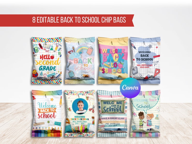 Back to School Chip Bag Labels, Printable and Customizable, School ...