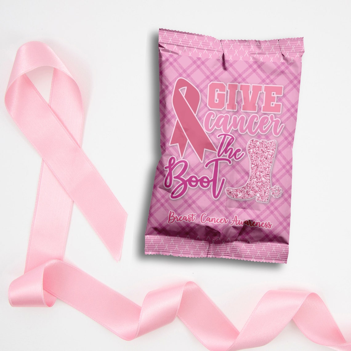 Breast Cancer Awareness Chip Bag Label, Pink Ribbon Customerparty ...