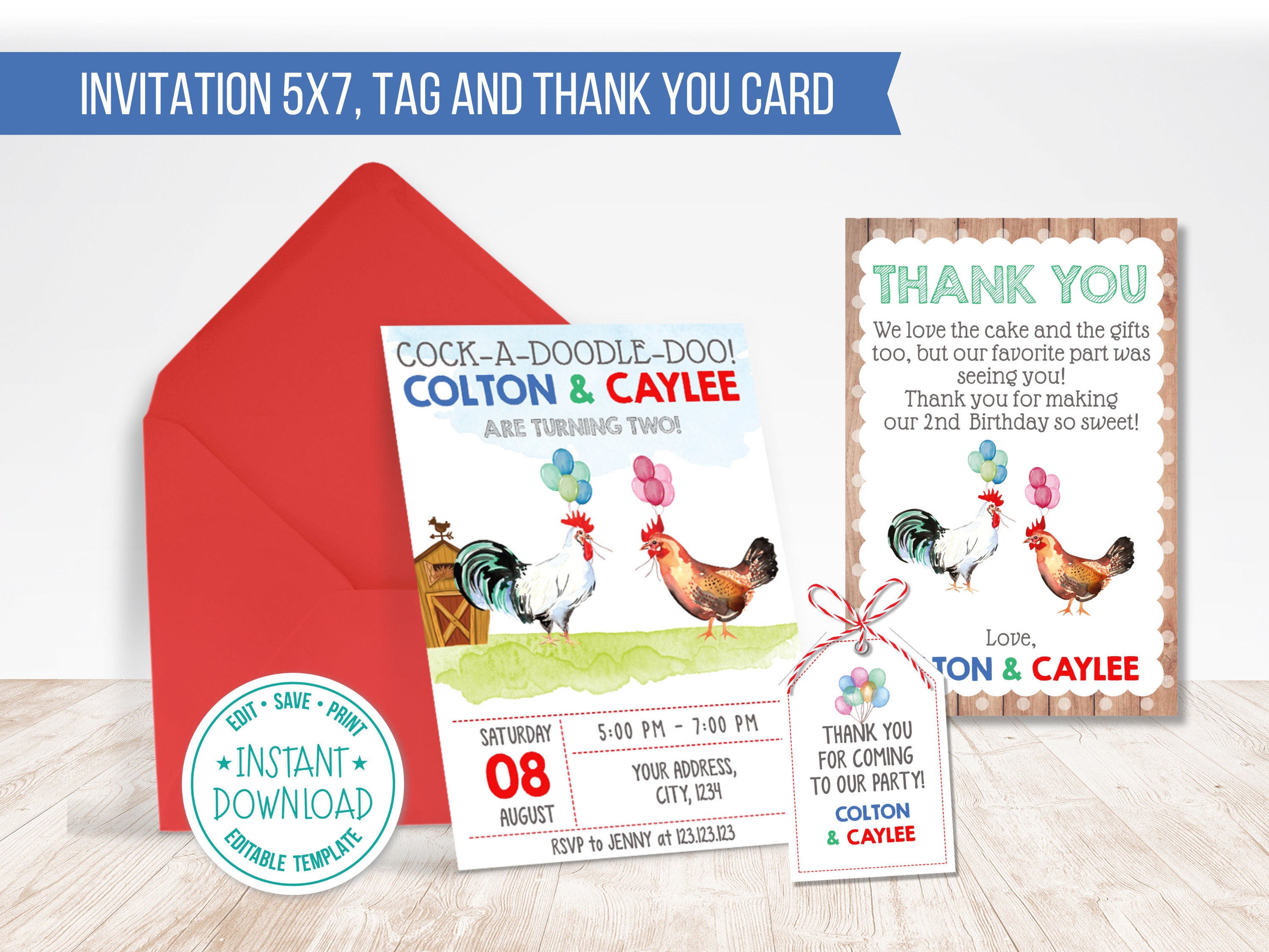 Chicken Rooster Birthday Party Decorations, Chicken Themed Twin Party ...