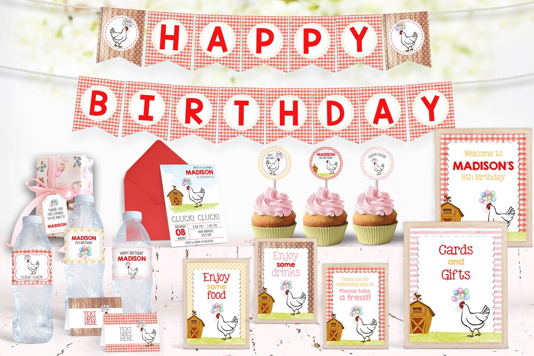 Chicken Birthday Party Decorations, Kids Chicken Party Cute Decorations ...