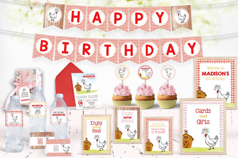 Chicken Birthday Party Decorations Kids Chicken Party Cute - Etsy
