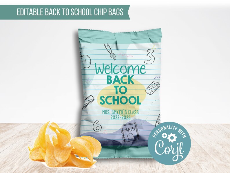 Back to School Chip Bag Label Printable and Editable - Etsy