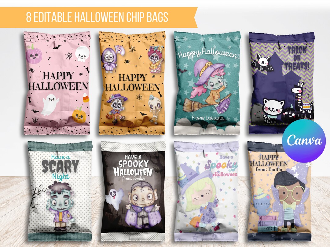 Kids Halloween Party Editable Chip Bag Pastel Halloween Chip - Etsy