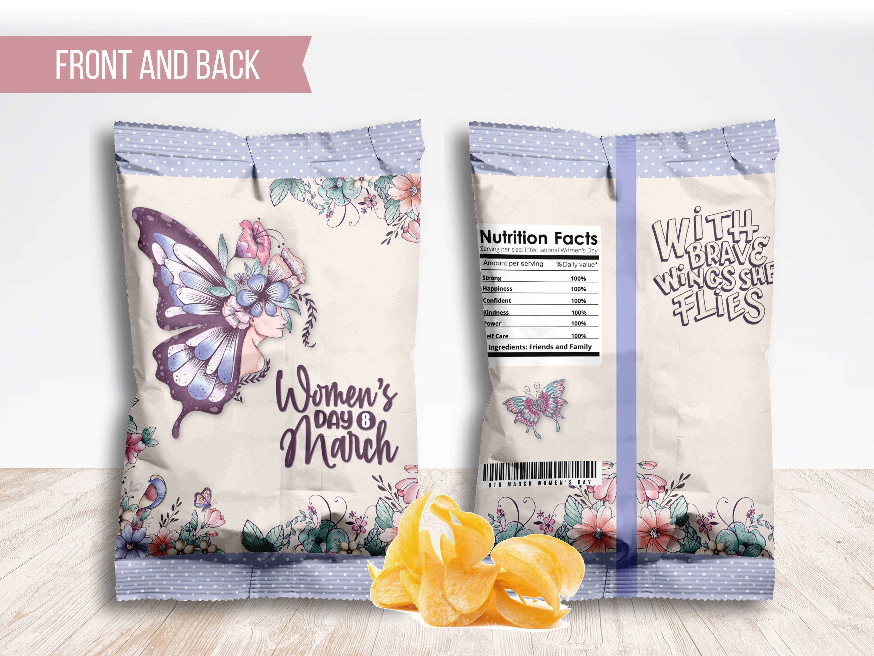 Womens Day Editable Chip Bag Label, 8 March, Girl Power, Favor Treat ...