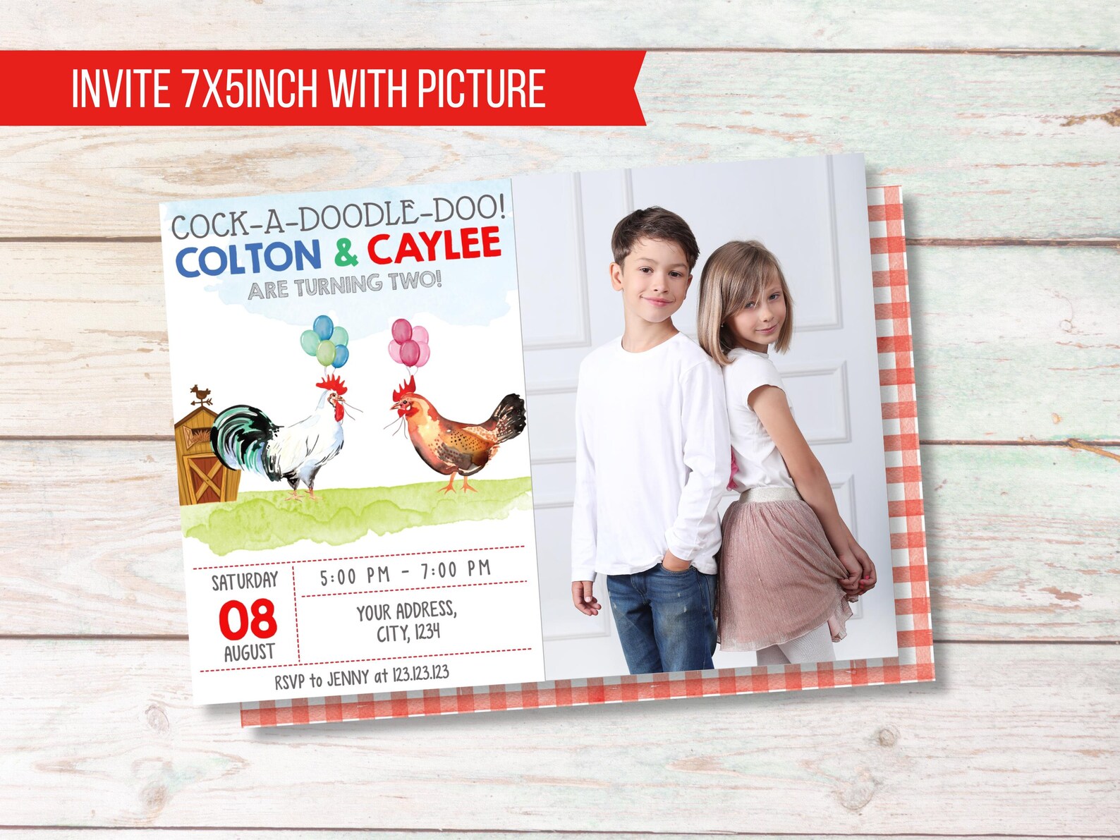 Chicken Birthday Party Invitation, Chicken and Rooster Party Invite ...