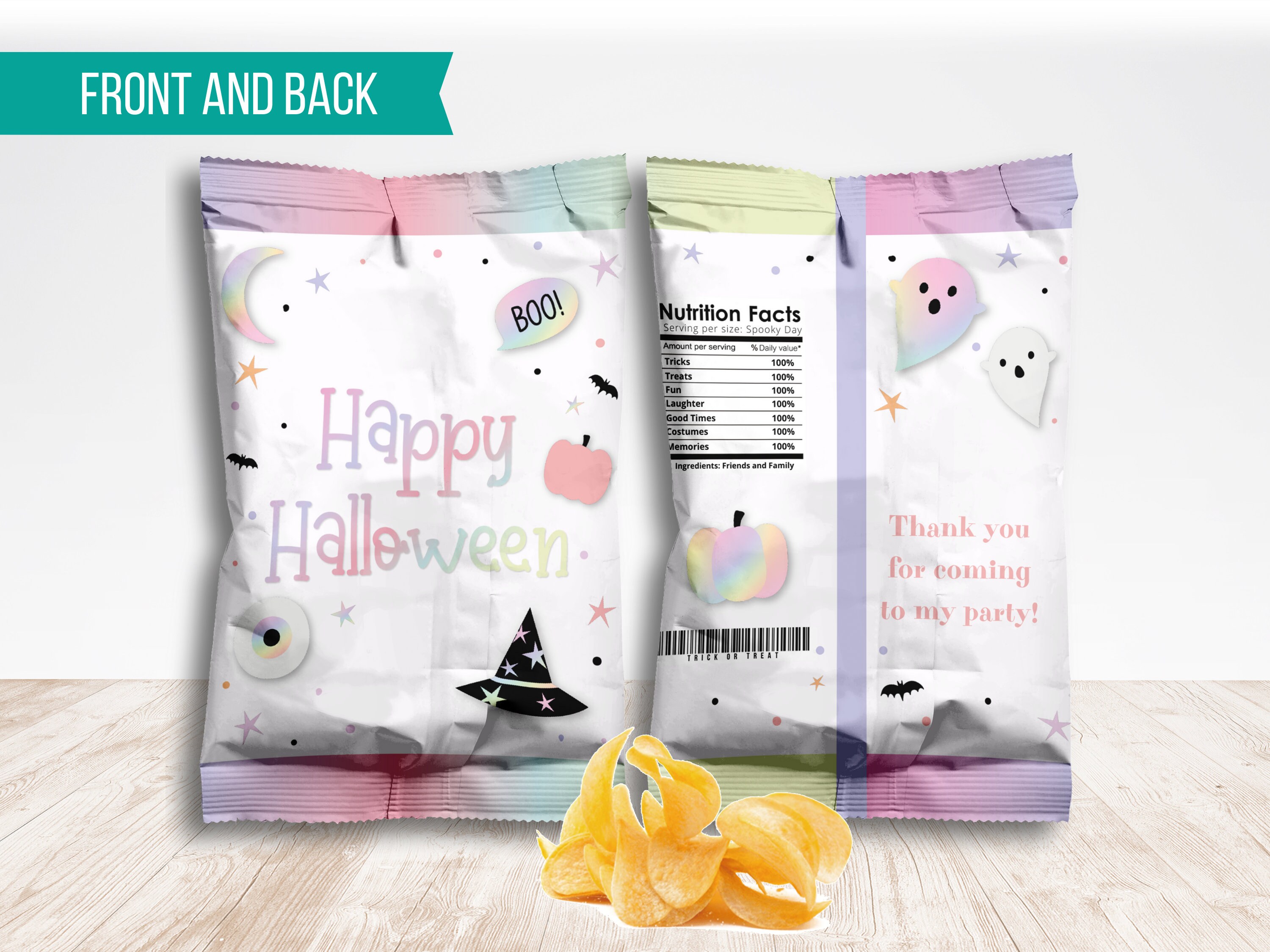 Halloween Chip Bag Labels, Spooky Favor Treat Bags, Editable With Canva ...