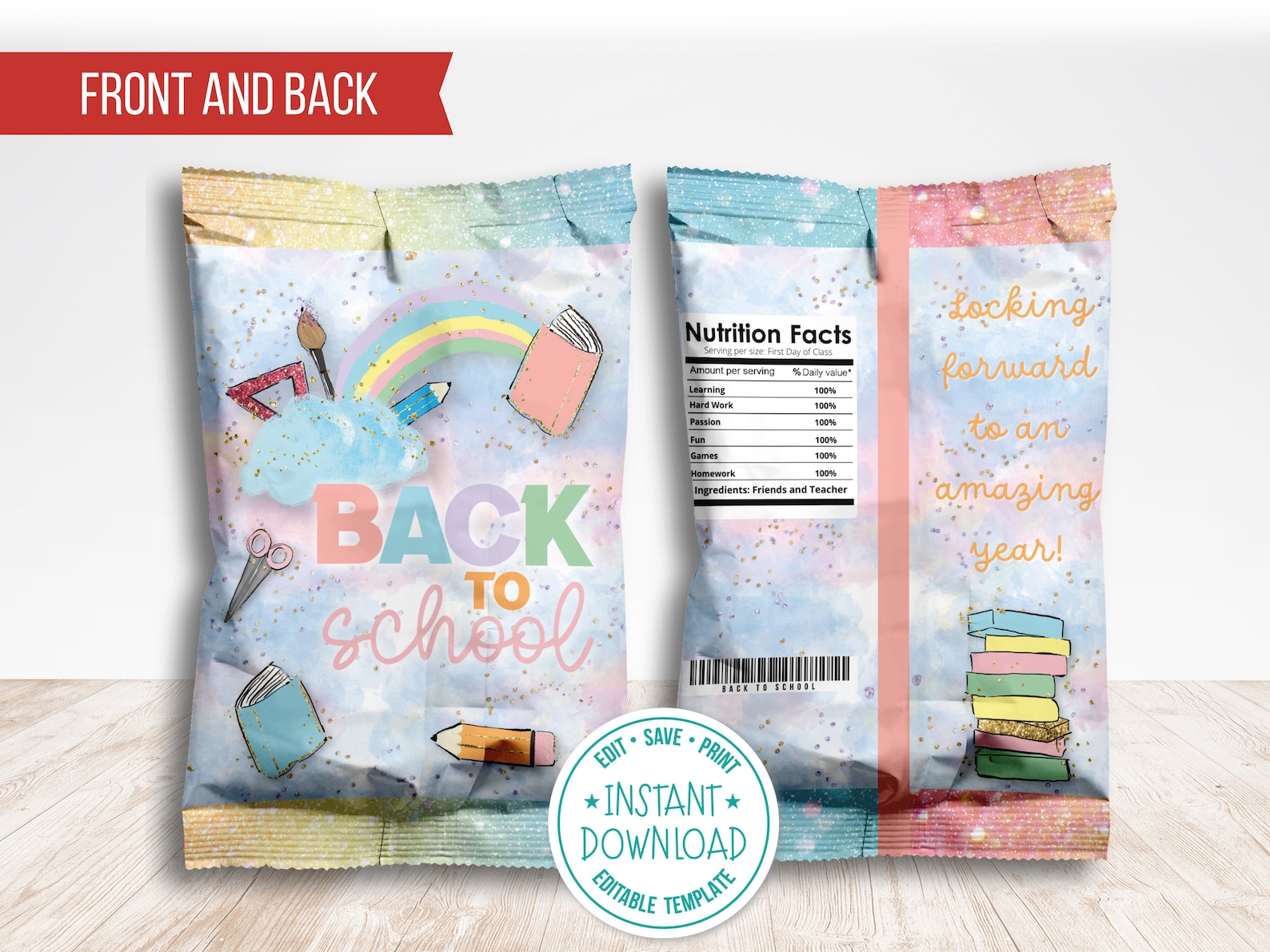 Back to School Chip Bag Labels, Printable and Customizable, School ...