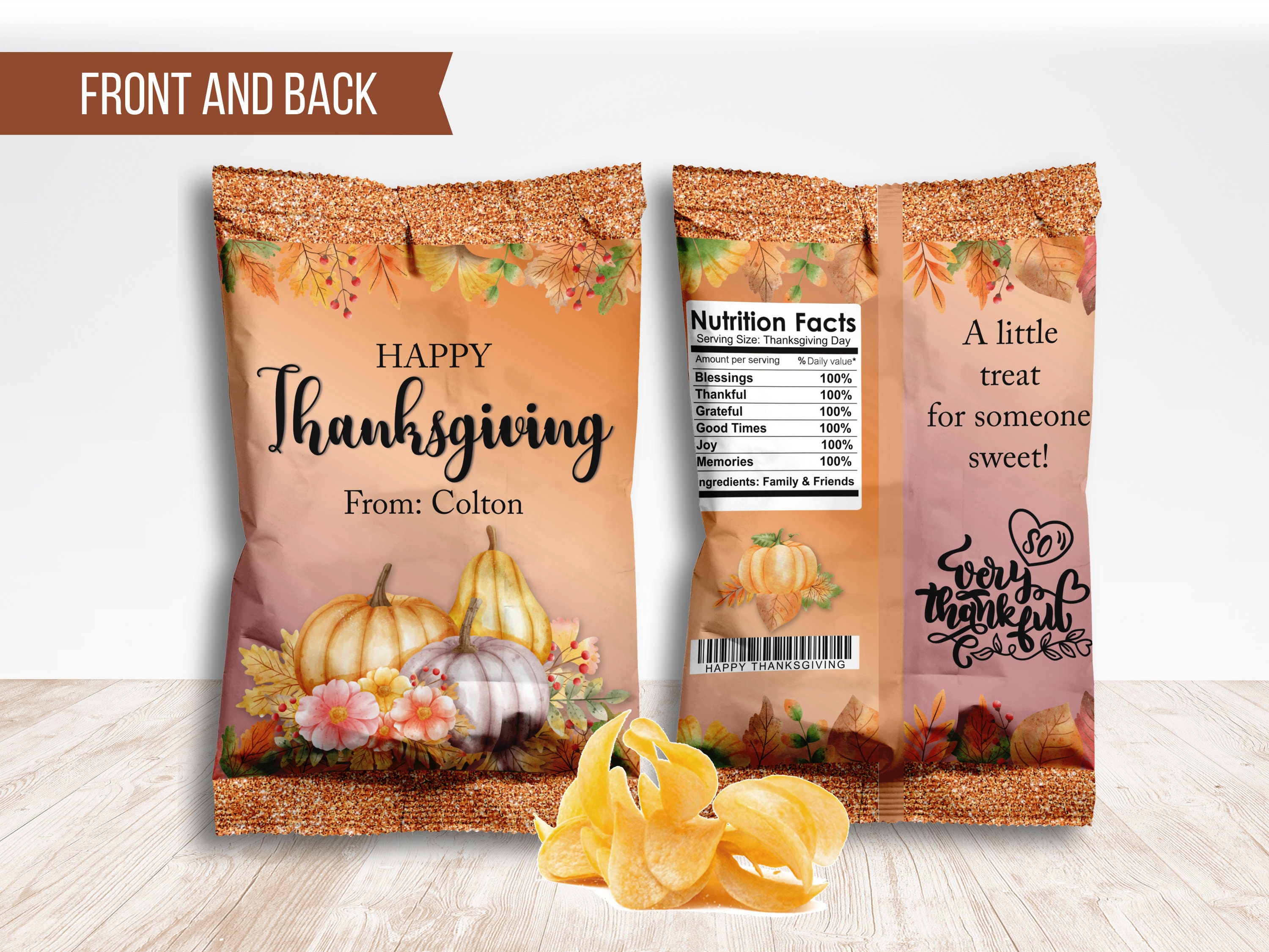 Happy Thanksgiving Chip Bag Label, Thanksgiving Kids Printable Chip Bag ...
