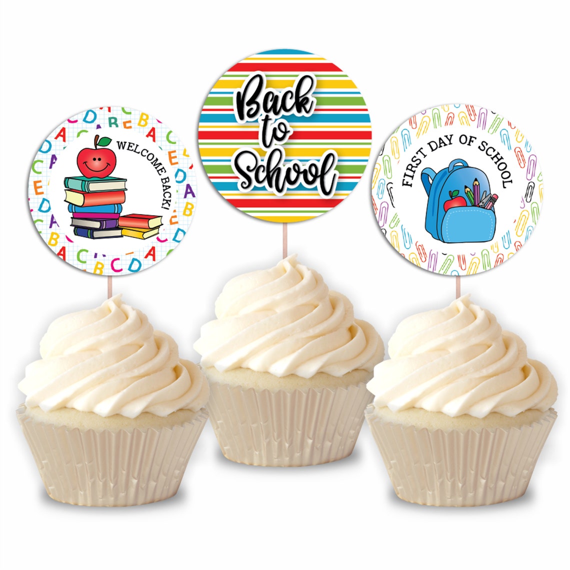 Back to School Cupcake Toppers School Party Decor Back to - Etsy