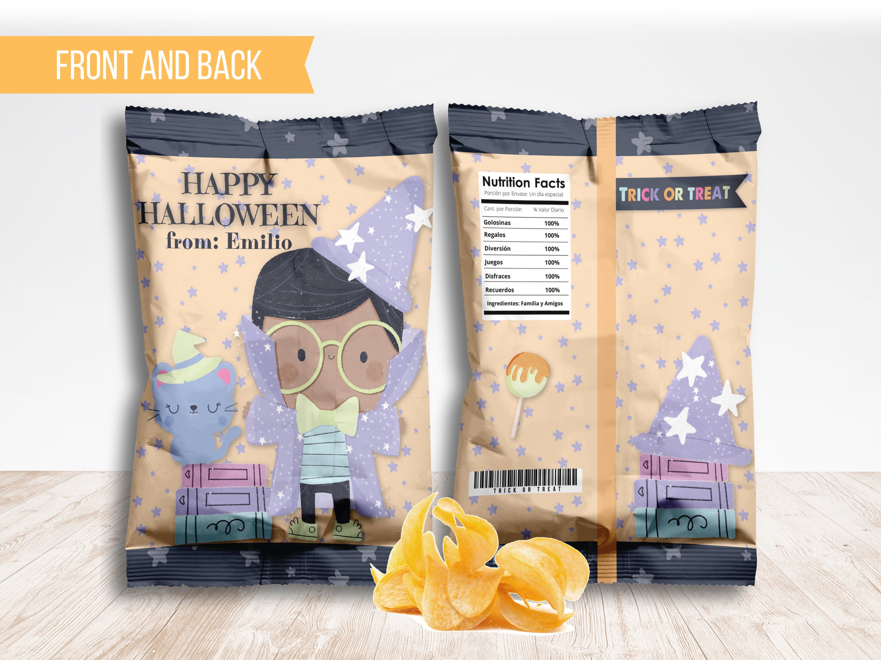 Kids Halloween Party Editable Chip Bag, Pastel Halloween Chip Bag Label ...