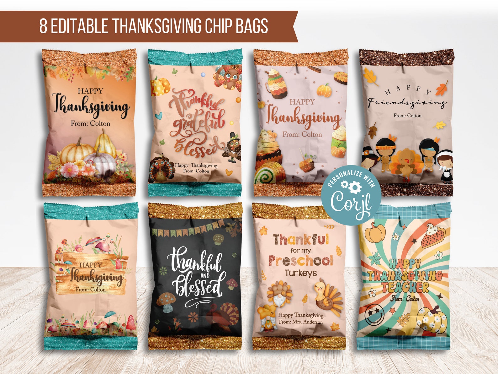 Happy Thanksgiving Chip Bag Label Thanksgiving Kids Printable - Etsy