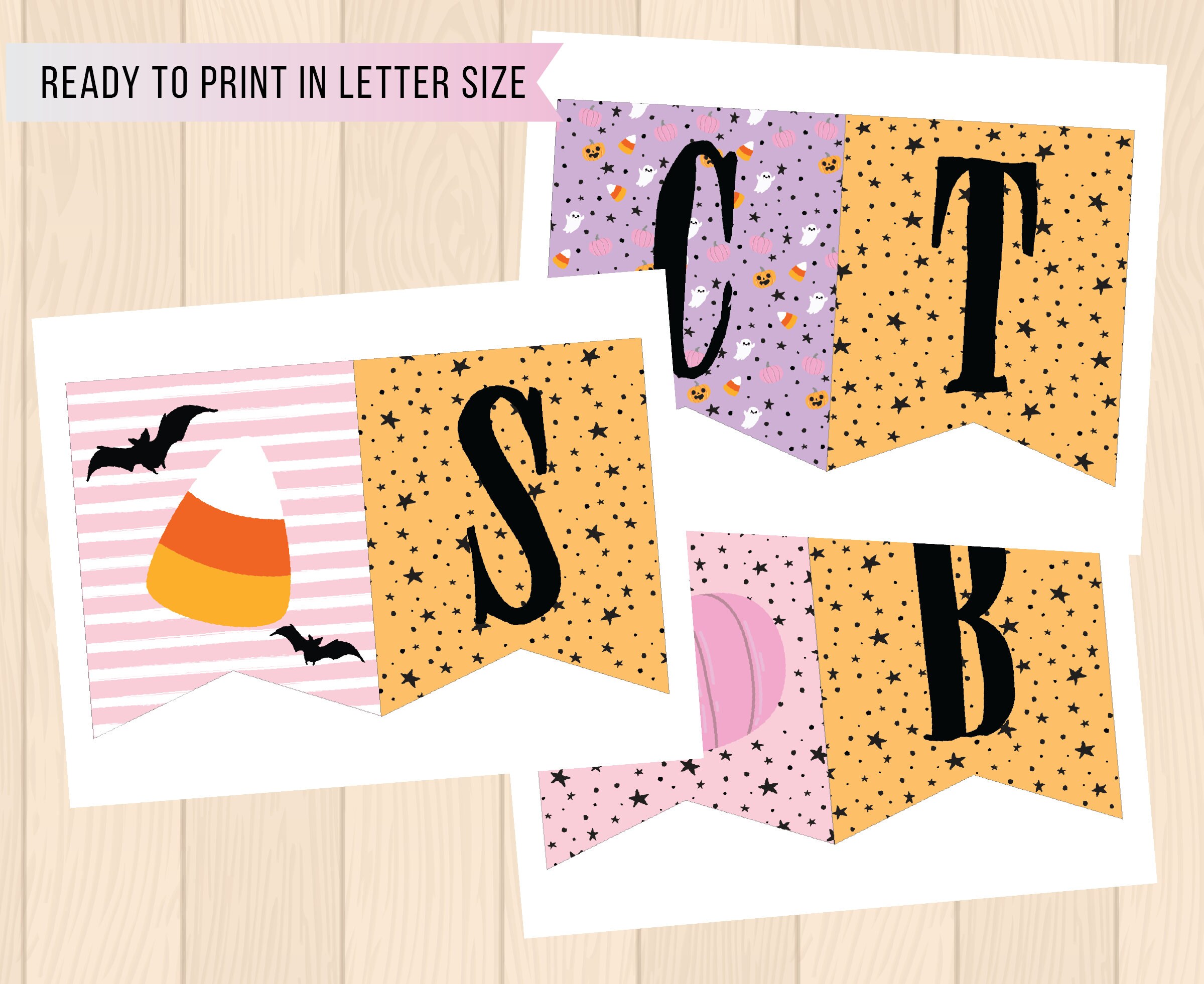 Pink Halloween Banner Printable Happy Halloween Garland Trick or Treat ...
