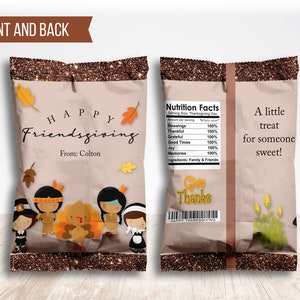 Happy Thanksgiving Chip Bag Label, Thanksgiving Kids Printable Chip Bag ...