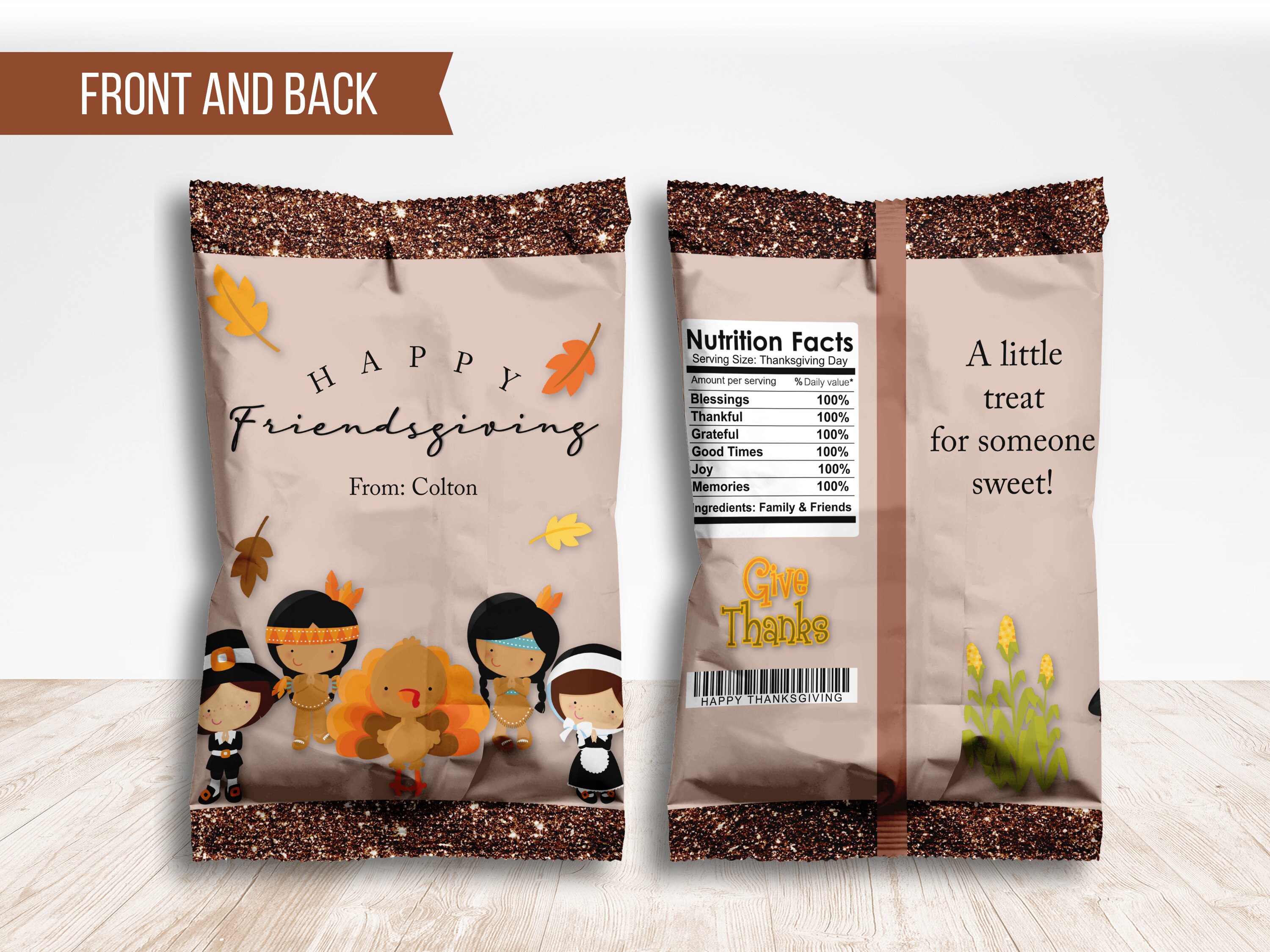 Happy Thanksgiving Chip Bag Label, Thanksgiving Kids Printable Chip Bag ...