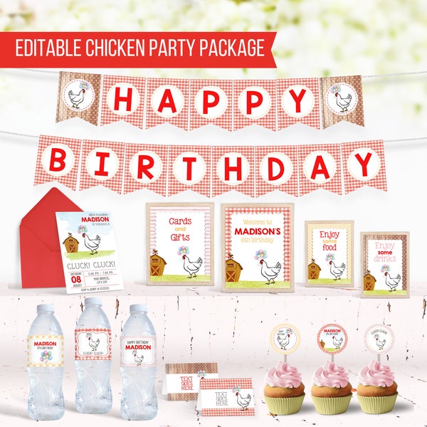 Chicken Party Printables - Etsy UK