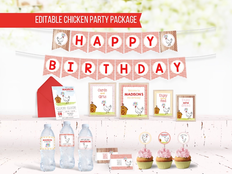 Chicken Birthday Party Decorations, Kids Chicken Party Cute Decorations ...