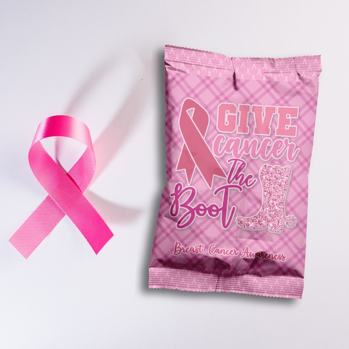 Breast Cancer Awareness Chip Bag Label, Pink Ribbon Customerparty Favors - Etsy