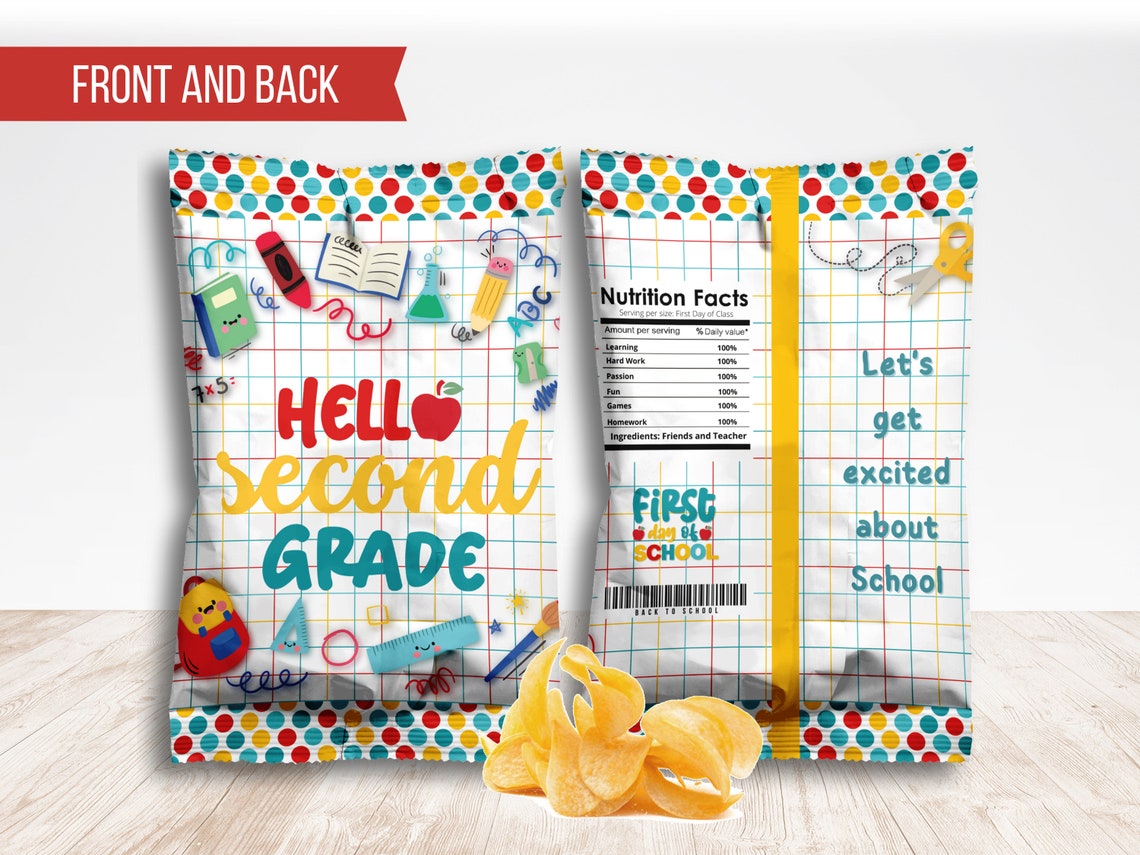 Back to School Chip Bag Labels, Printable and Customizable, School ...