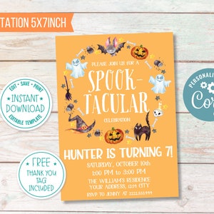 Halloween Birthday Invitation for Kids, Editable Personalized Printable ...