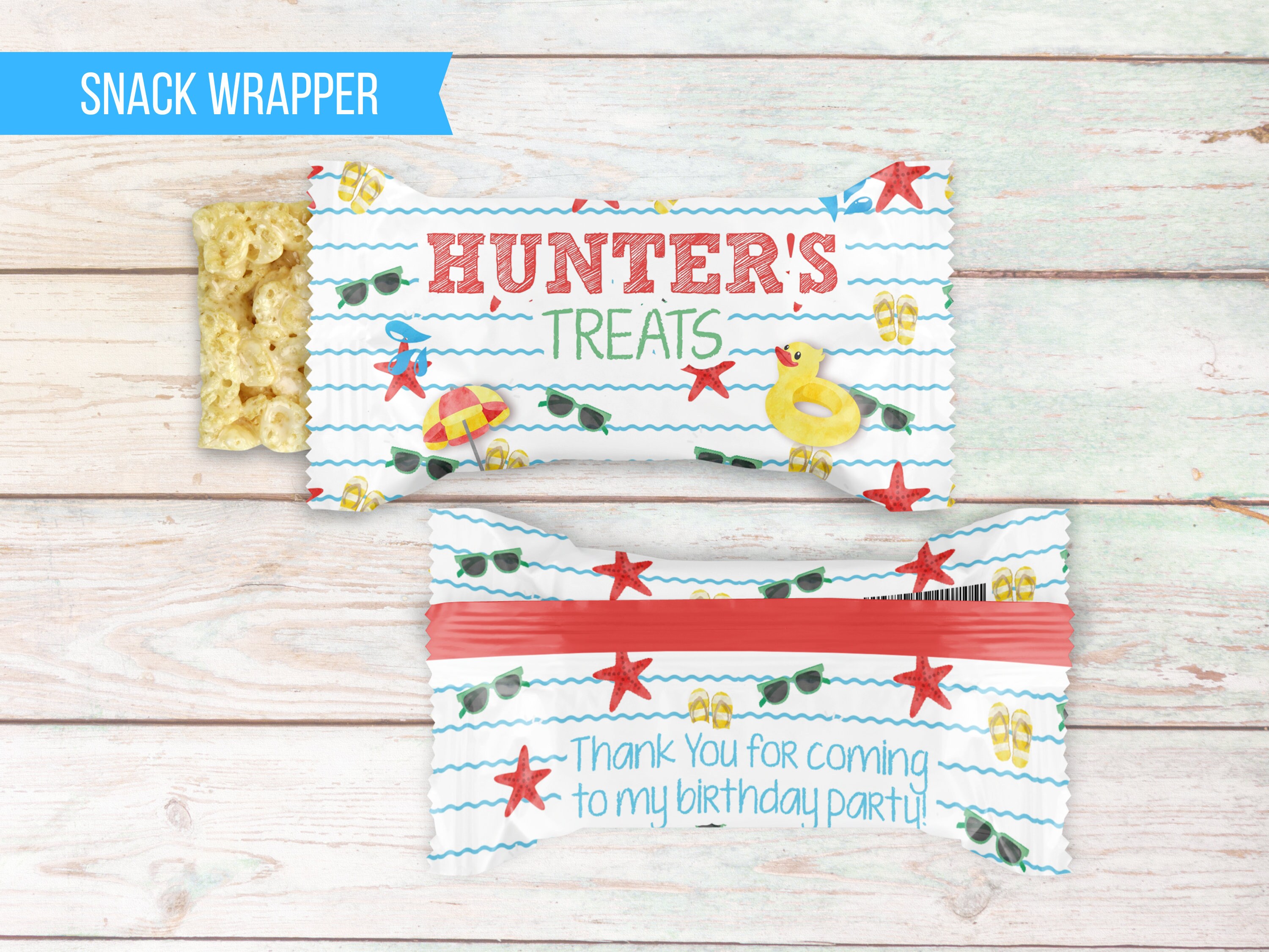 Boy Pool Birthday Party Decor, Candy Wrappers, DIY Printable Templates ...