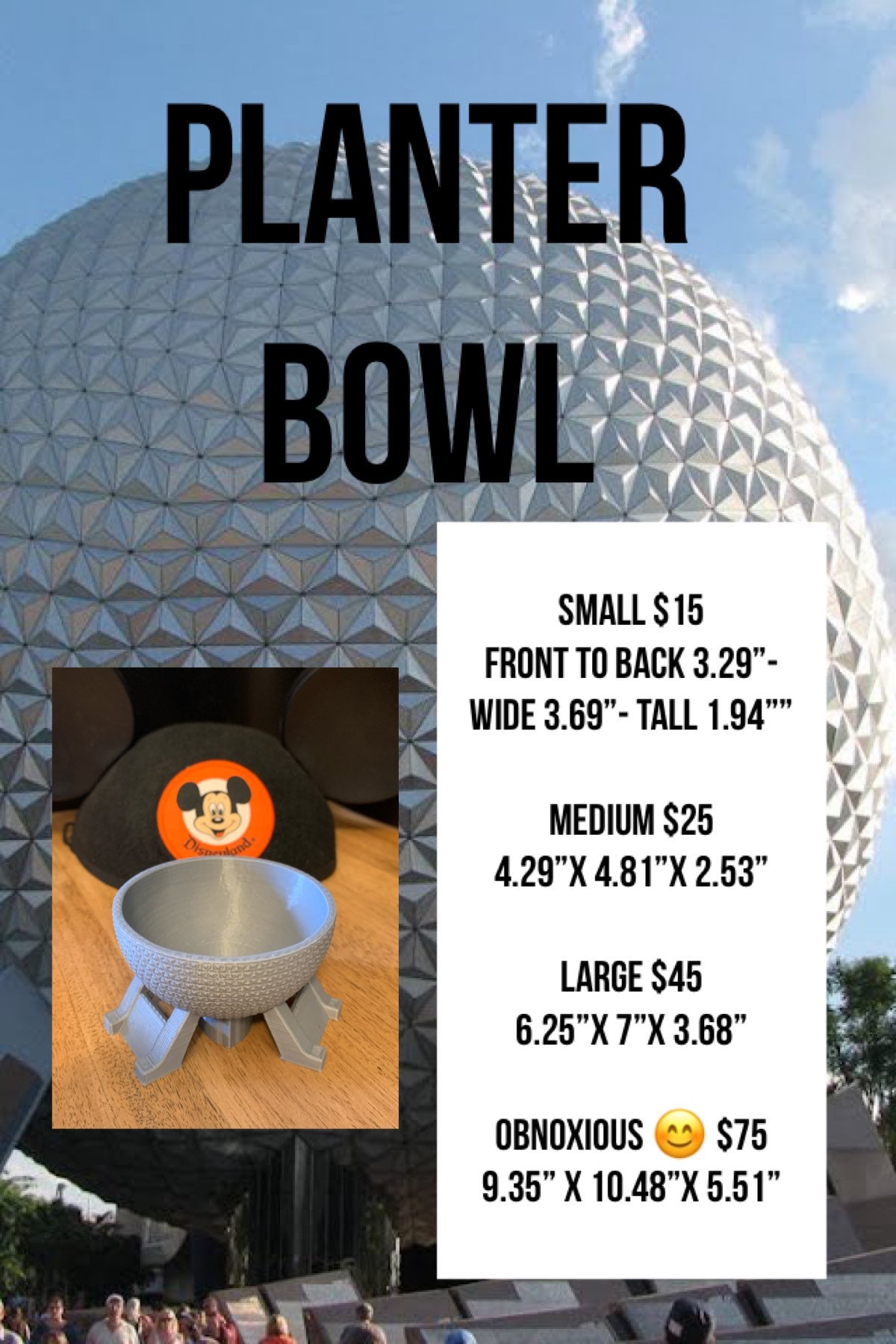 Epcot Theme Park Spaceship Earth Planter Bowl Inspired by Walt Disney ...
