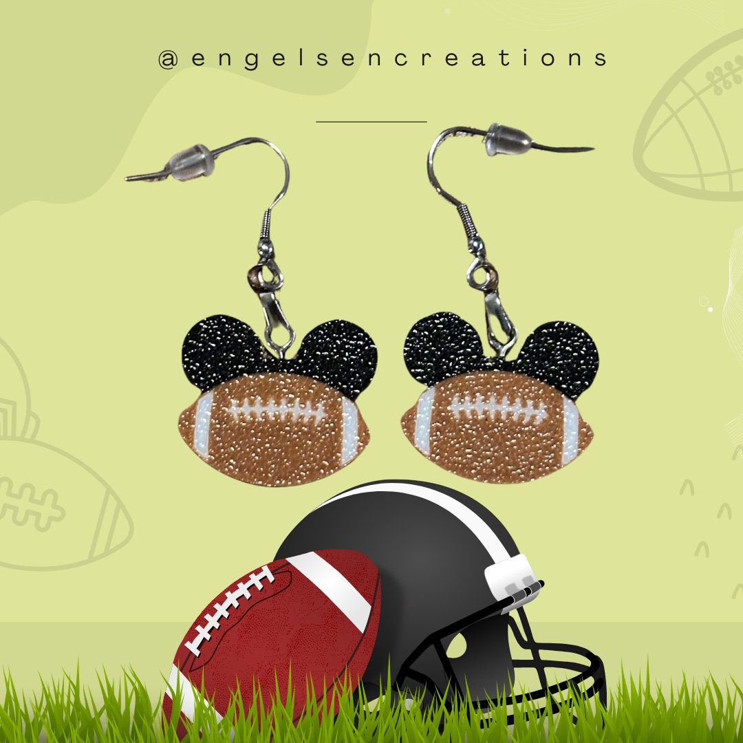 Disney Inspired Mickey Ears Football Dangle Earrings - Etsy