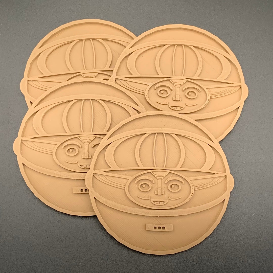 Tiki Grogu Baby Yoda the Child in Floating Crib Drink Coasters - Etsy