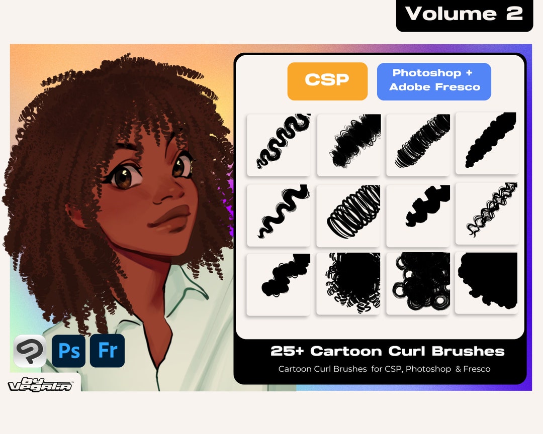 African Hair Texture Brushes: Curl, Coil, Loc - Clip Studio Paint ...