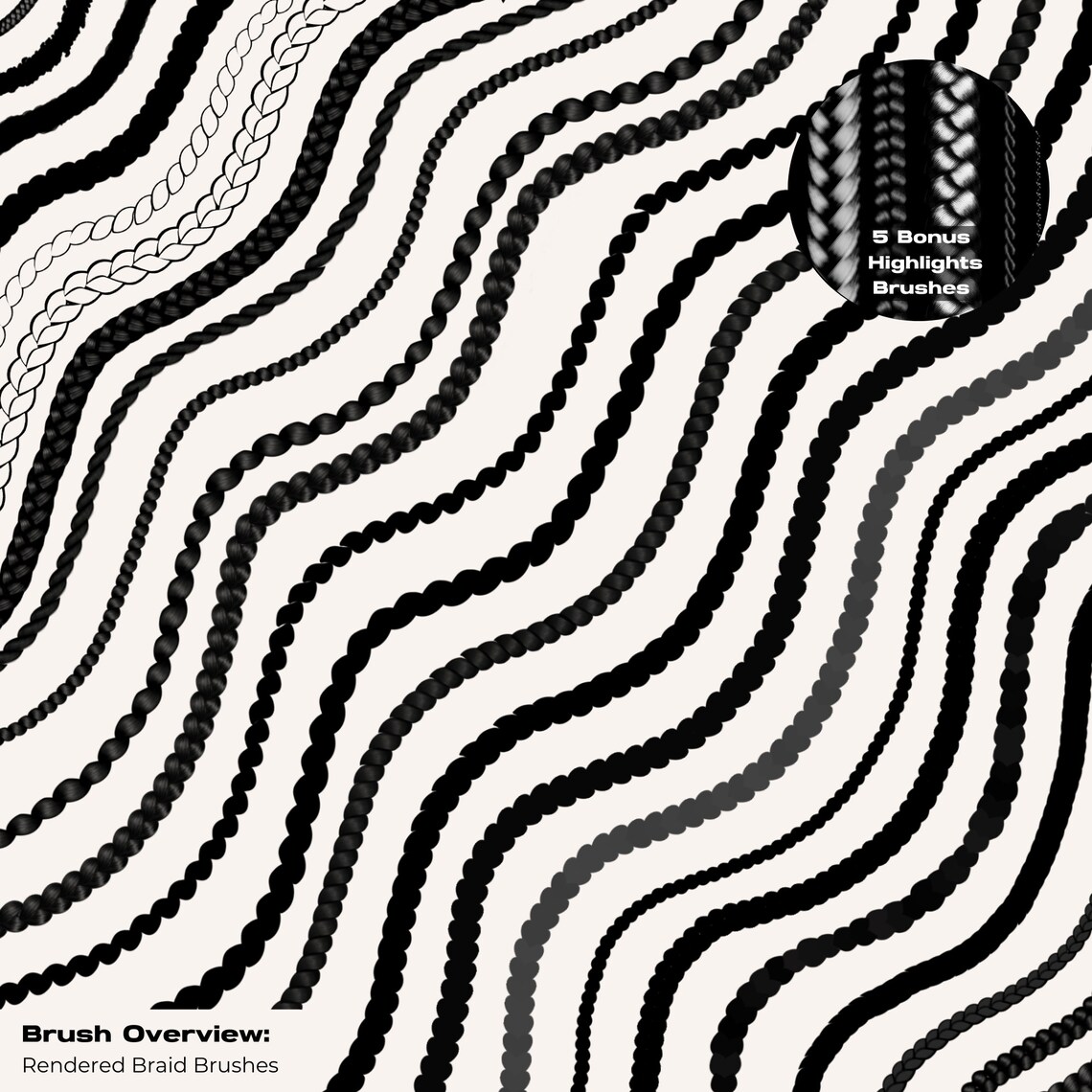 Procreate Braids Twists Locs Brush Realistic Braid Brush - Etsy