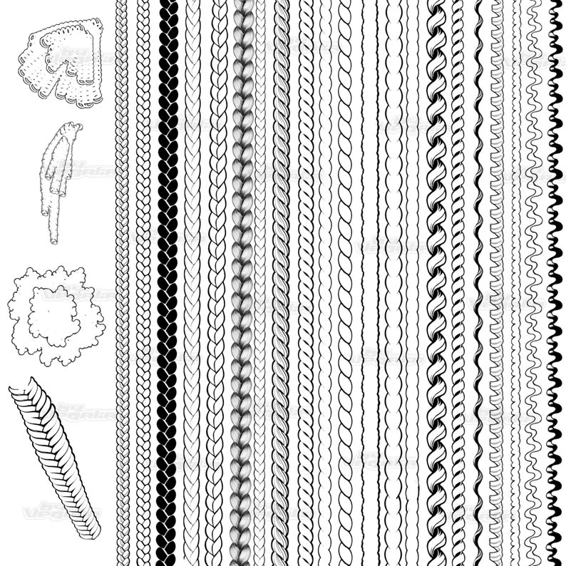 Procreate Hair Outline Brushset: Braid, Twist, Loc, Curl (digital ...