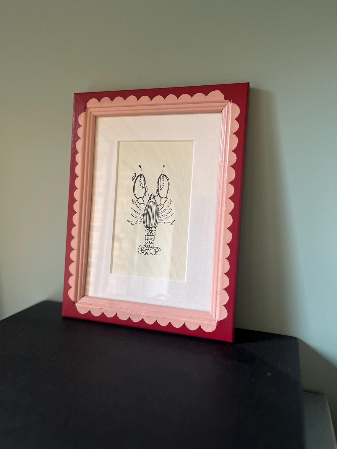 Hand-painted Scalloped Picture Frame: Lobster Art Print - Etsy